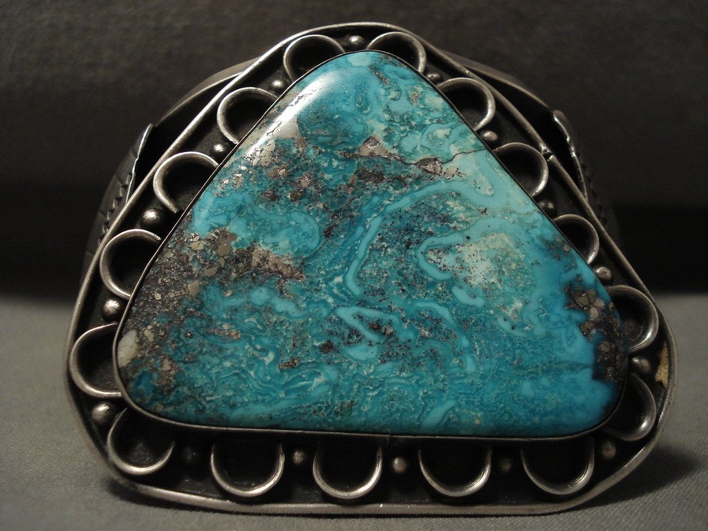 Opulent Very Incredible Vintage Navajo 'Triangle Turquoise' Native Ame ...