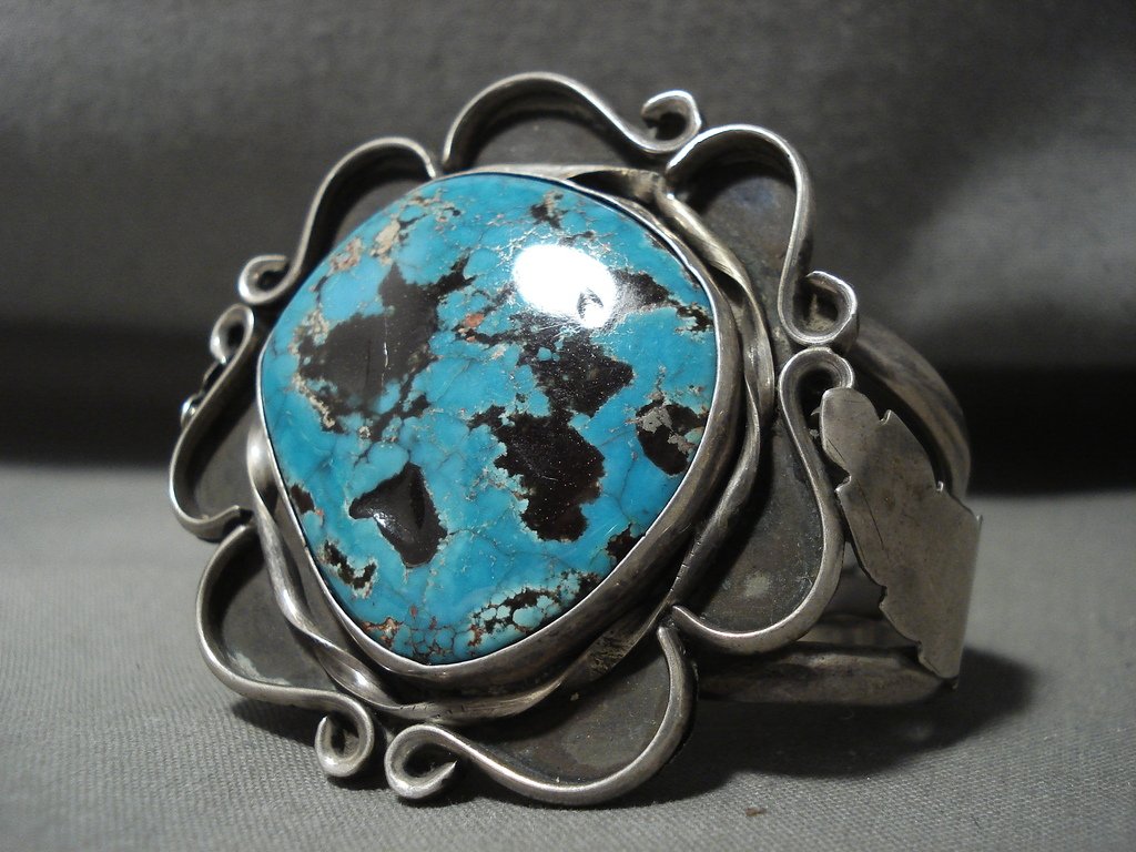 Opulent Vintage **bisbee Turquoise** Native American Jewelry Silver Br ...