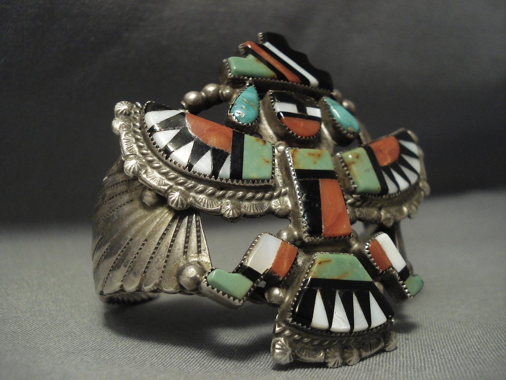 Opulent Vintage Zuni Royston Turquoise Knifewing Native American Jewel ...