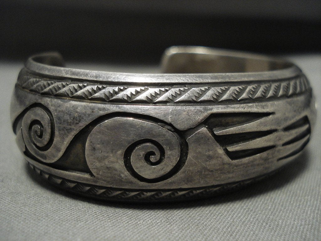 Outstanding Vintage Navajo 'Ocean Wave' Native American Jewelry Silver ...