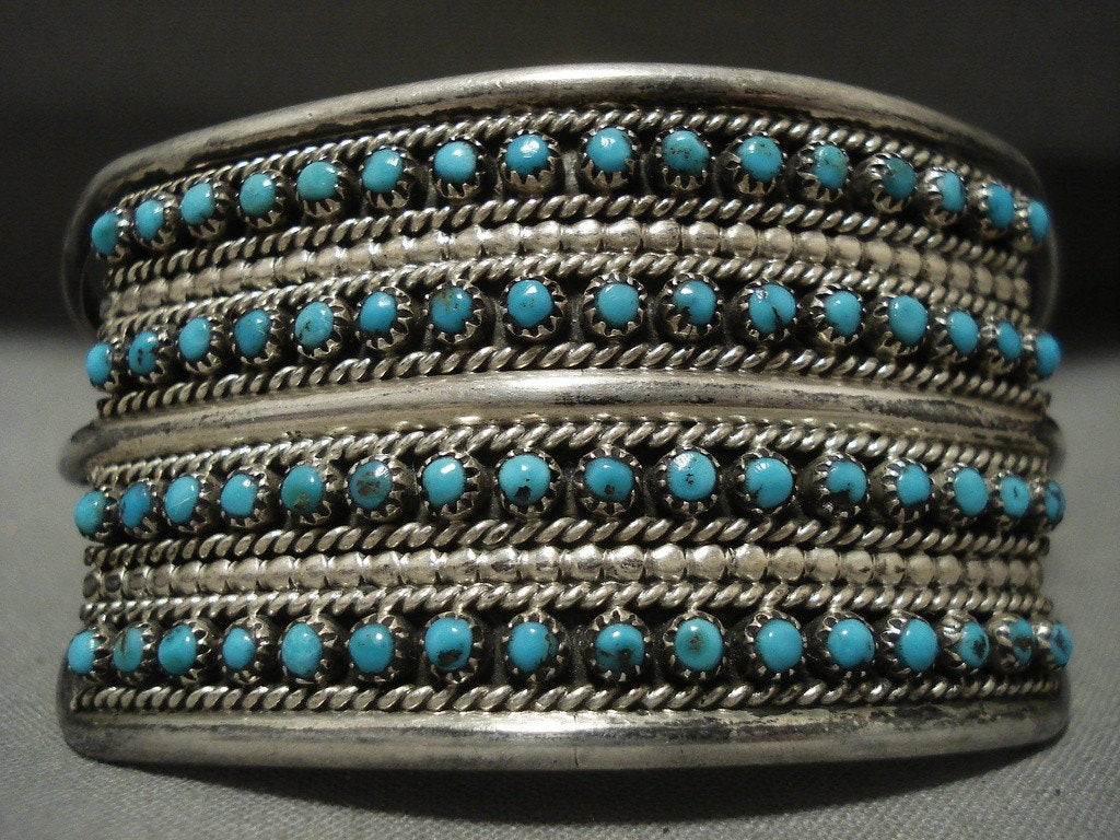 Plethora Of Snake Eyes Turquoise Wide Zuni Vintage Native American Jew ...
