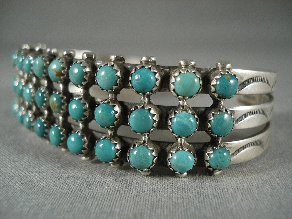 Quality Vintage Navajo 'Green Snake Eye' Turquoise Native American Jew ...