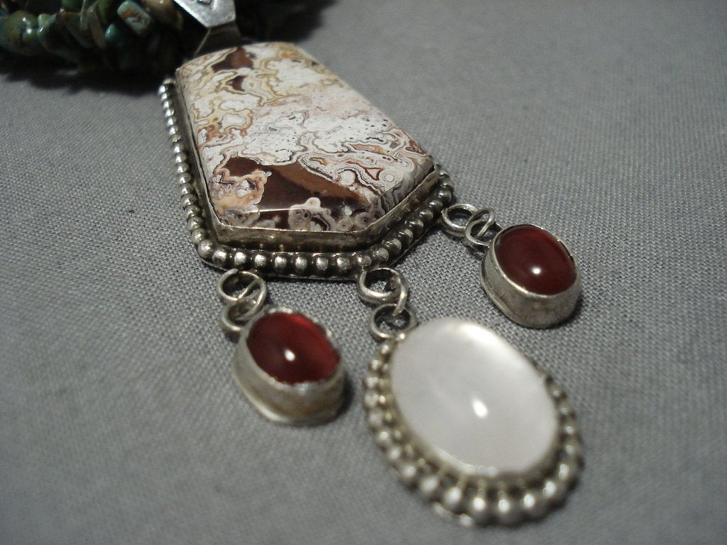 Rare Signed!! Vintage Native American Jewelry Navajo Jeff Mutte Green ...