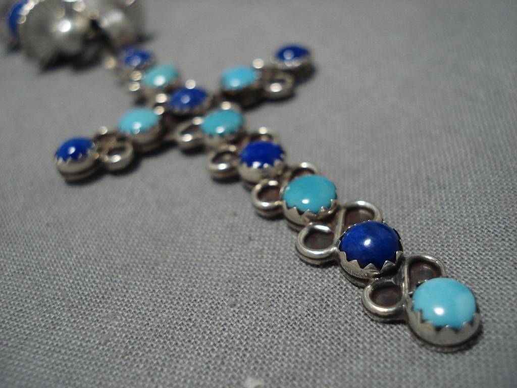 Rare Vintage Native American Navajo Sky Blue Turquoise Lapis Sterling ...