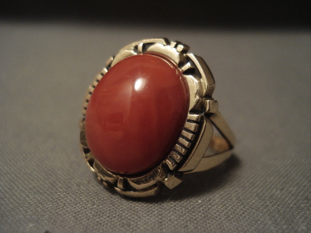 Solid 14k Gold 'Massive Coral' Vintage Navajo Native American Jewelry ...