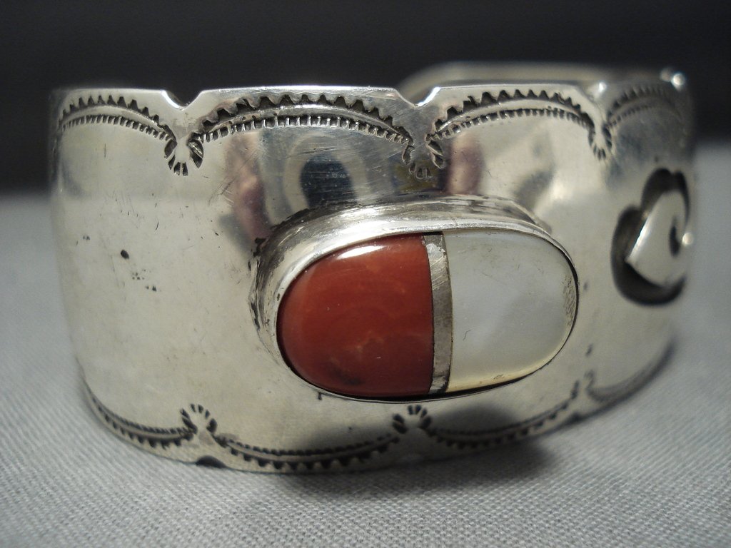 Stunning Vintage Native American Jewelry Acoma Coral Levaldo Sterling ...
