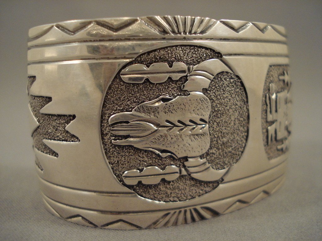 Symbolic Yei Vintage Navajo Hand Hammered Native American Jewelry Silv ...