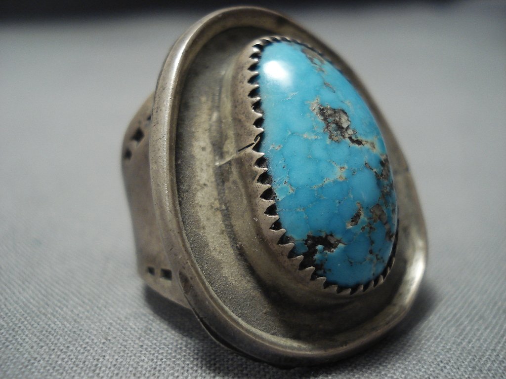 Thick!! Vintage Native American Jewelry Navajo Sky Blue Turquoise Ster ...