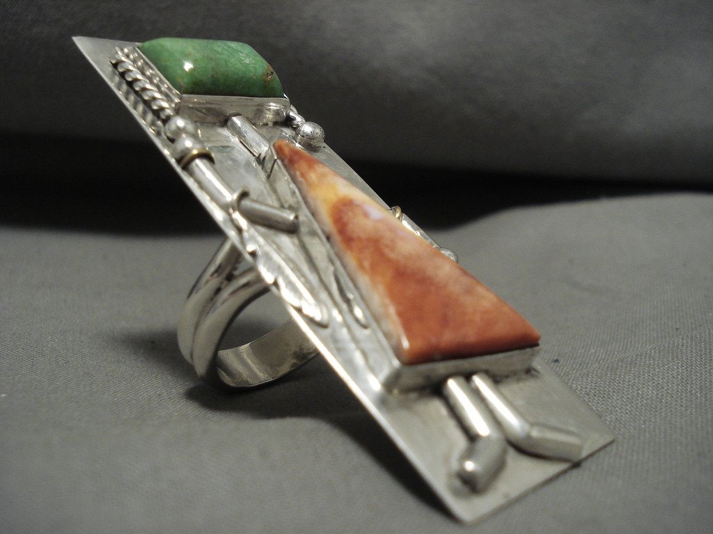 Towering Navajo 'Shell And Gaspeite' Native American Jewelry Silver Ka ...