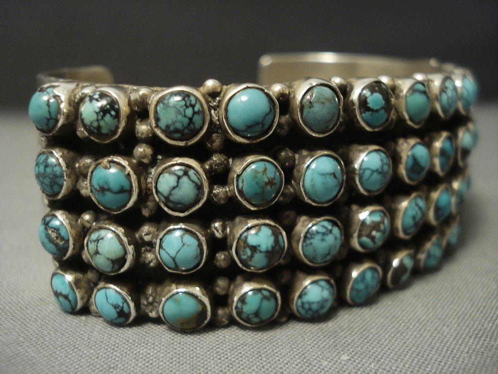 Tremendous Navajo 'Snake Eyes Crow Springs Turquoise' Sterling Native ...
