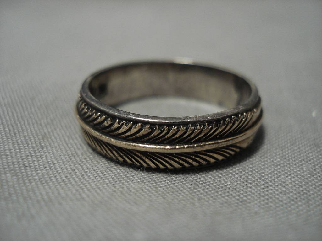 Tremendous Vintage Native American Navajo 14k Gold Harvey Mace Sterlin ...