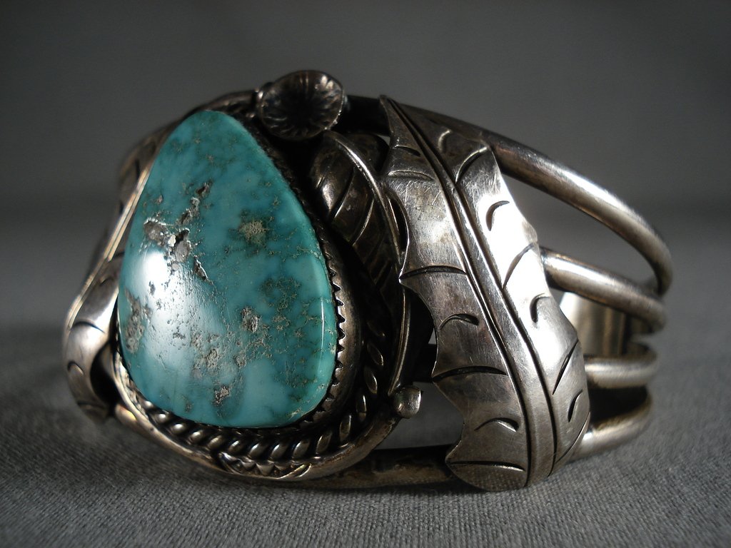 Ultra Rare Apache Turquoise Vintage Navajo Native American Jewelry Sil ...