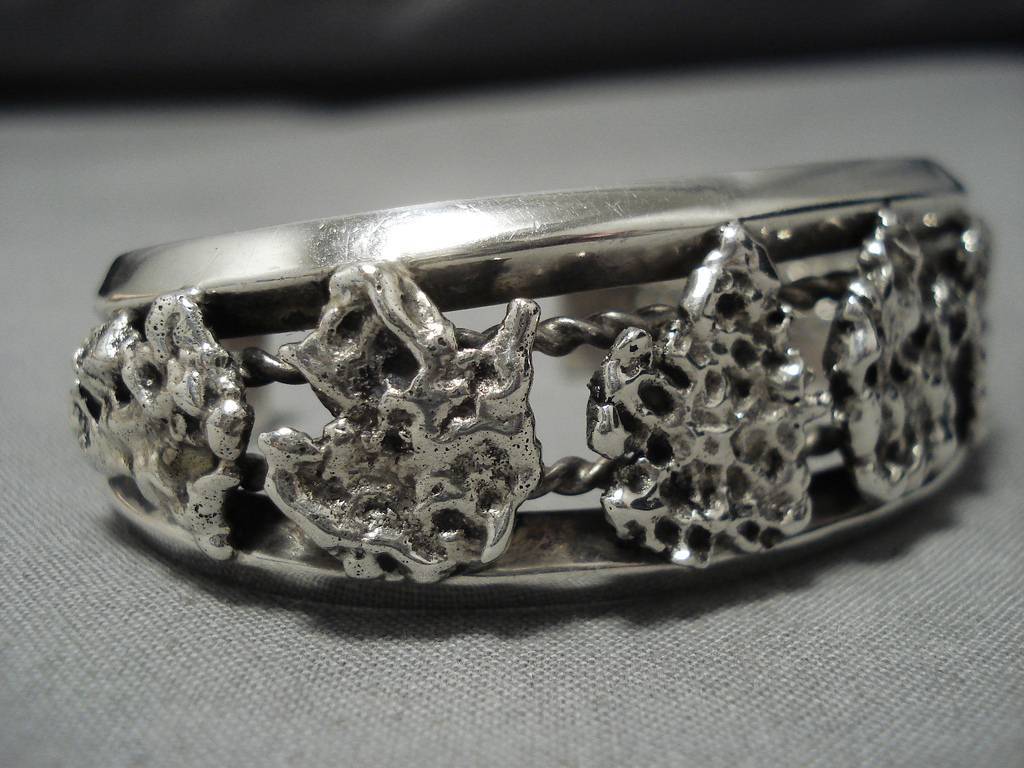 Very Rare! Vintage Native American Navajo Silver Slab Sterling Cuff Br ...