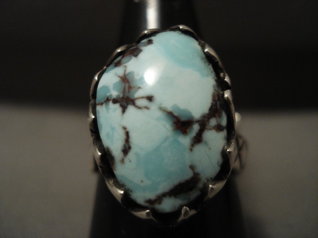Very Rare Vintage Navajo Yellowhorse Dry Creek Turquoise Native Americ ...