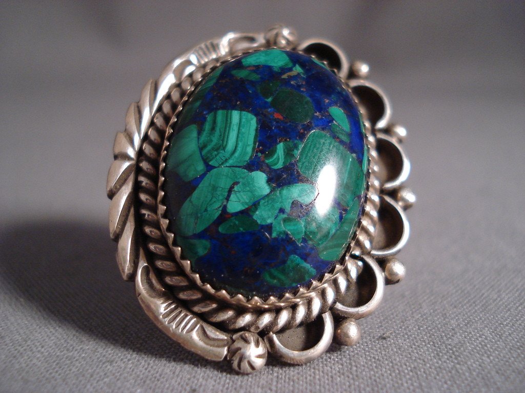 Wow Stunning Navajo Tso Azurite Native American Jewelry Silver Ring ...